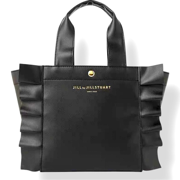 Jill Stuart | Bags | Jill By Jillstuart Black Leather Tote Bag Gold ...